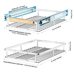 GNEOUS Greal Expandable Cabinet Pull Out Basket Heavy Duty Slide Out Pantry Shelves Under Sink Organizers And Storage For Kitchen, Bathroom, Wardrobe, Cupboard, Adjusted Width 11.8"-18", 1 Pack