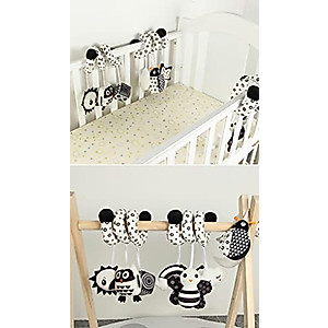 KAKIBLIN Crib Decorations Toy, Baby Crib Toy Hanging Decorations Plush Toys for Crib Bed Stroller Spiral Plush Toys Car Seat Travel Toy for Infant 0-6 Months, Bee