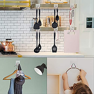 CGBE Adhesive Hooks, 5PCS Wall Hooks for Hanging Heavy Duty 13LB Clear Seamless Dual Head Self Sticky Hooks, Waterproof and OilProof Large Removable Hooks for Kitchen Bathroom Shower Use