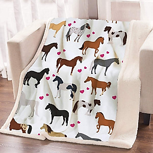 ARIGHTEX Horse Blanket Cute Horse Throw Blankets for Girls Kids Horse Fleece Blanket Horse Pattern Winter Lap Plush Blanket for Adults Women Gifts for Horse Lovers (50"x60")