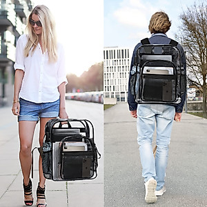 IMUXYUQ Clear Backpack Heavy Duty Clear Backpack With Front Accessory Pocket Reinforced Straps Built-In Key Hook Clear Backpacks, For School Work Sport Event