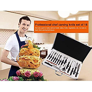 Hovico 18PCS Portable Vegetable Fruit Food Cake Carving Knife Peeling Culinary Kitchen Sculpting Modeling Tools Kit for Chef DIY with Carry Box
