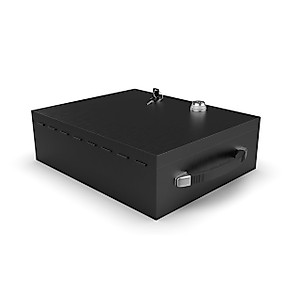 Fire Retardant Strong Box, Dual Combination and Key Lock Security Chest, Fire Resistant Steel Lock Box to Safeguard Vital Documents, Medicine, Money, 0.24 Cubic Feet, 12" x 10" x 3.5" Interior, Black