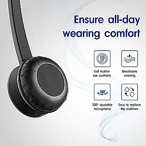 3.5mm Headset with Microphone for PC, Headphones with Microphone for Laptop with Mic Noise Cancelling, Binaural Computer Headset with Volume Adjustment Control Switch for Skype Zoom Call Center Office