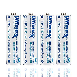 Ultimaxx Charger with Batteries – 8 Port Battery Charger and 2X 4 AA Batteries 3150mAh Memory Free- Rechargeable, Ni-MH, Durable & Long-Lasting Batteries