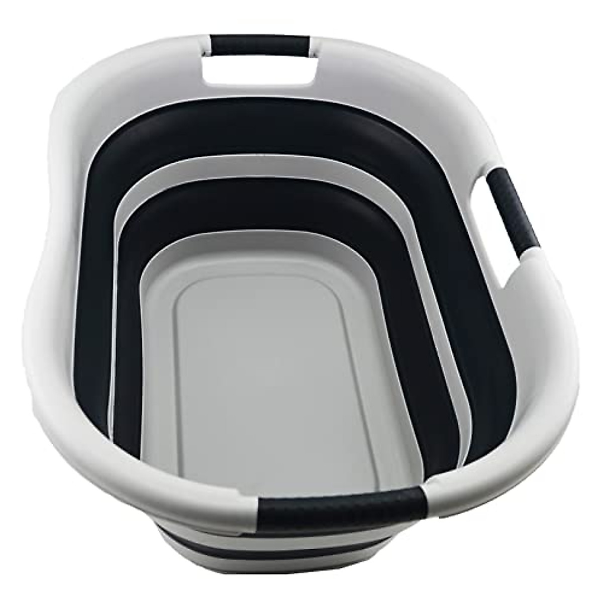 SAMMART 40L (10.5 Gallon) Collapsible Plastic Laundry Basket - Foldable Pop Up Storage Container/Organizer - Portable Washing Tub - Space Saving Hamper/Basket (Grey/Slate Grey)