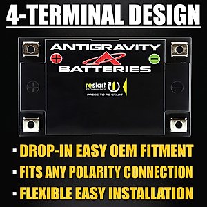 Antigravity AT7B Performance Lithium Motorcycle Powersport Battery with Built-In Jump Starting, 12V 3.5Ah Ducati, Replaces YT7B