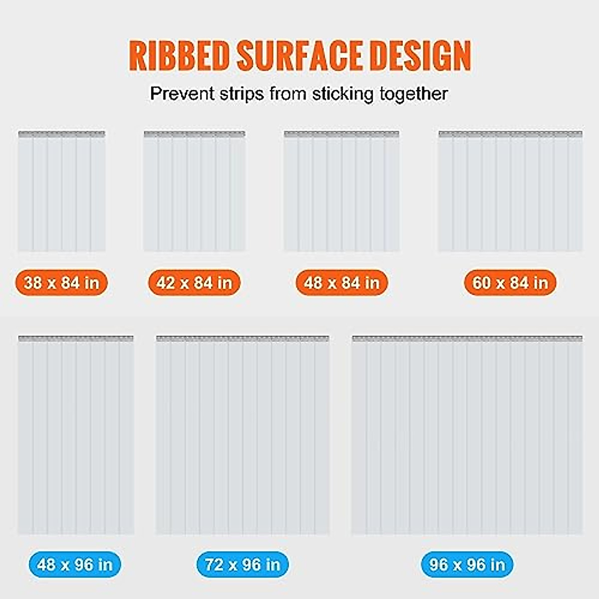 VEVOR Strip Curtain, 84" Height x 42" Width, 0.08" Thickness, 7PCS Clear PVC Strip Door Curtain, Freezer Curtain, Plastic Door Strips for Walk in Freezers, Coolers & Warehouse Doors, with 50% Overlap