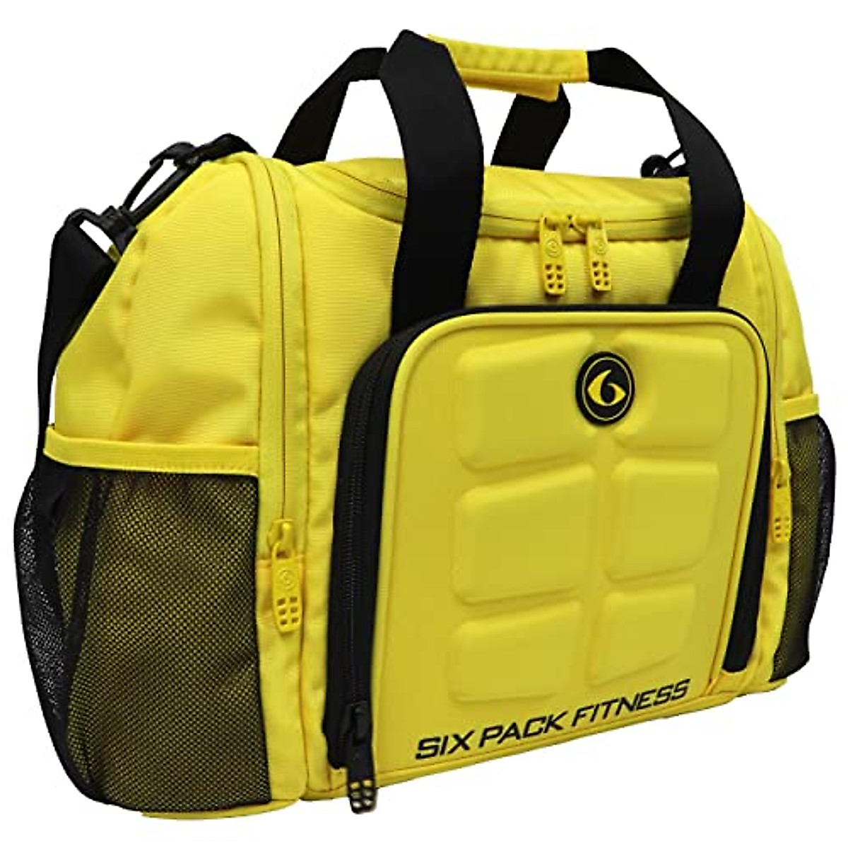 6 Pack Bags Innovator Mini Meal Prep Lunch Bag with 4 BPA-Free, Reusable, Microwavable, Freezer Safe, Portion-Controlled Containers, Pill Organizer, Lunch Box with Storage Pockets - (Yellow/Black)