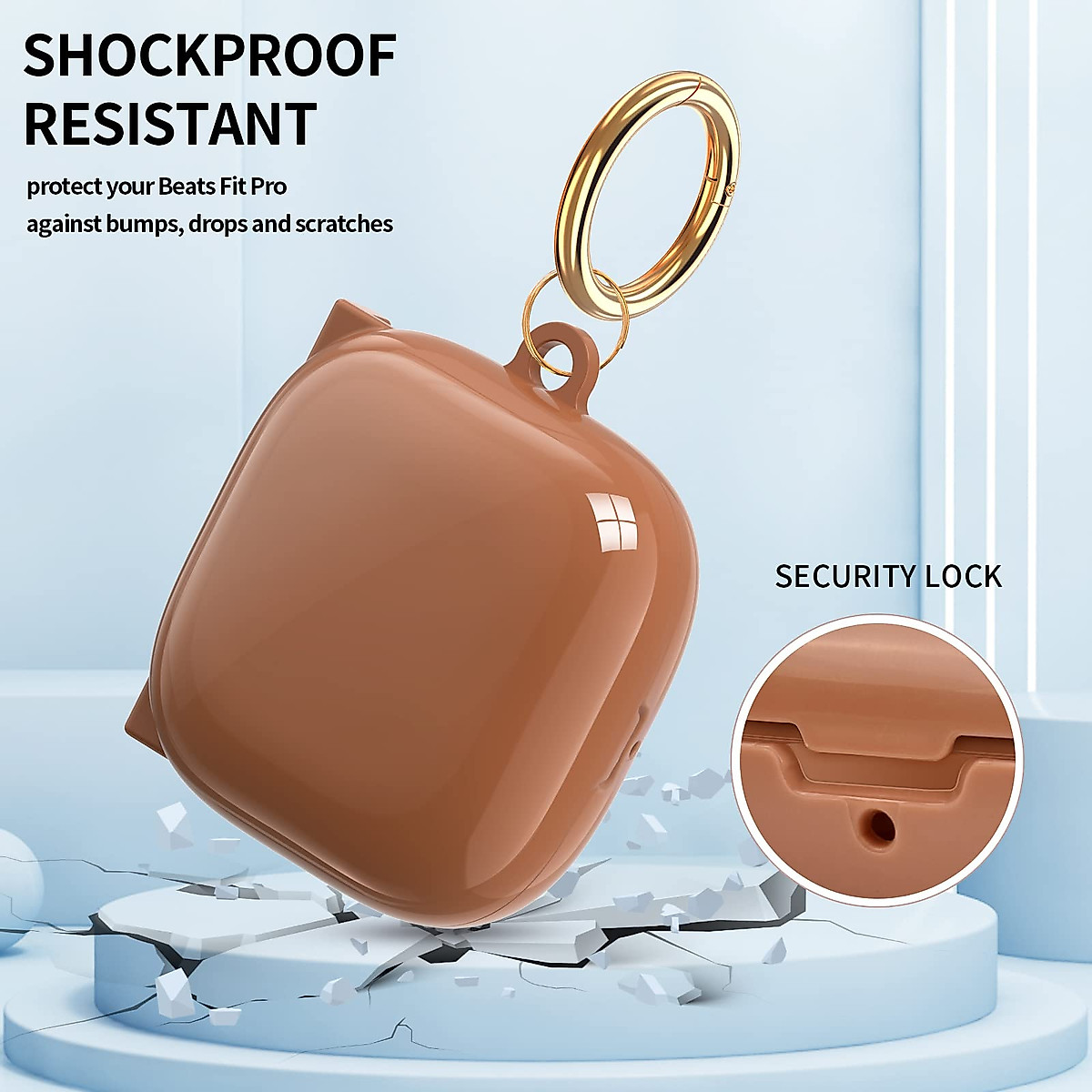 Beats Fit Pro Case Cover,AIRSPO Clear Case for Apple Beats Fit Pro 2021 Shockproof Protective Beats Fit Pro Earbuds Case Covers with Keychain (Dune)