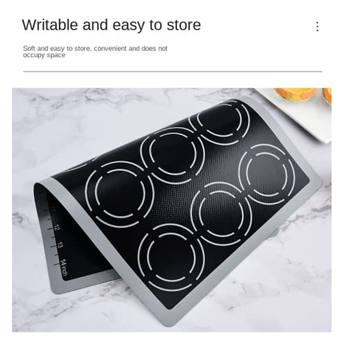 Silicone Baking Mat, Thickened Fiberglass Bakeware Oven Mats, Baking Kneading Pads, 4 Piece Set (black base grey side)