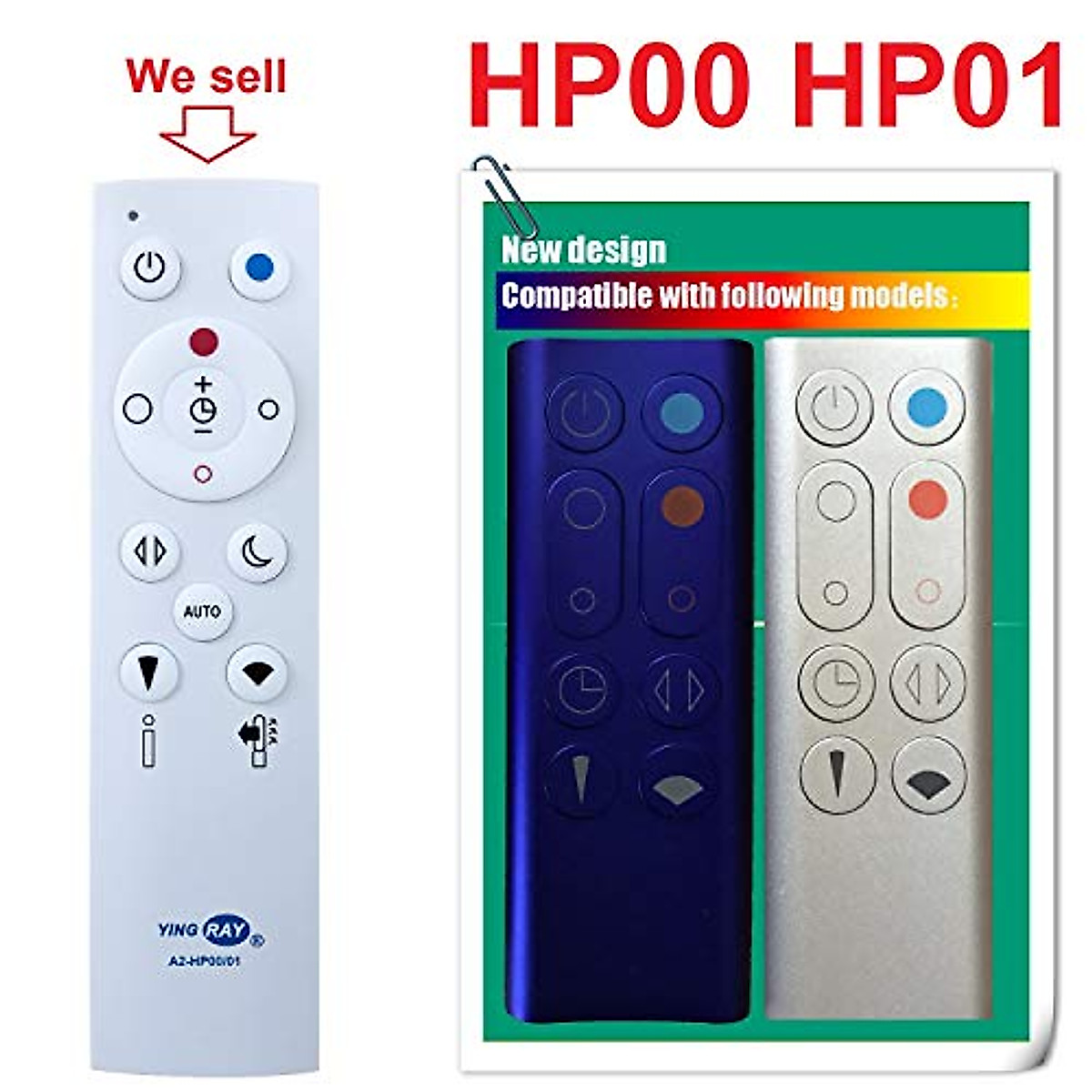 (A2-HP00/01) Replacement Remote Control for Dyson Pure Hot+Cool HP00 HP01 (Air Purifier Heater and Fan)