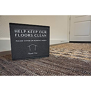 RE GOODS Real Estate Agent Supplies - Shoe Covers Box For Realtor Listings and Open Houses , Foldable Bin For Disposable Shoe Booties , Please Cover or Remove Your Shoes Sign