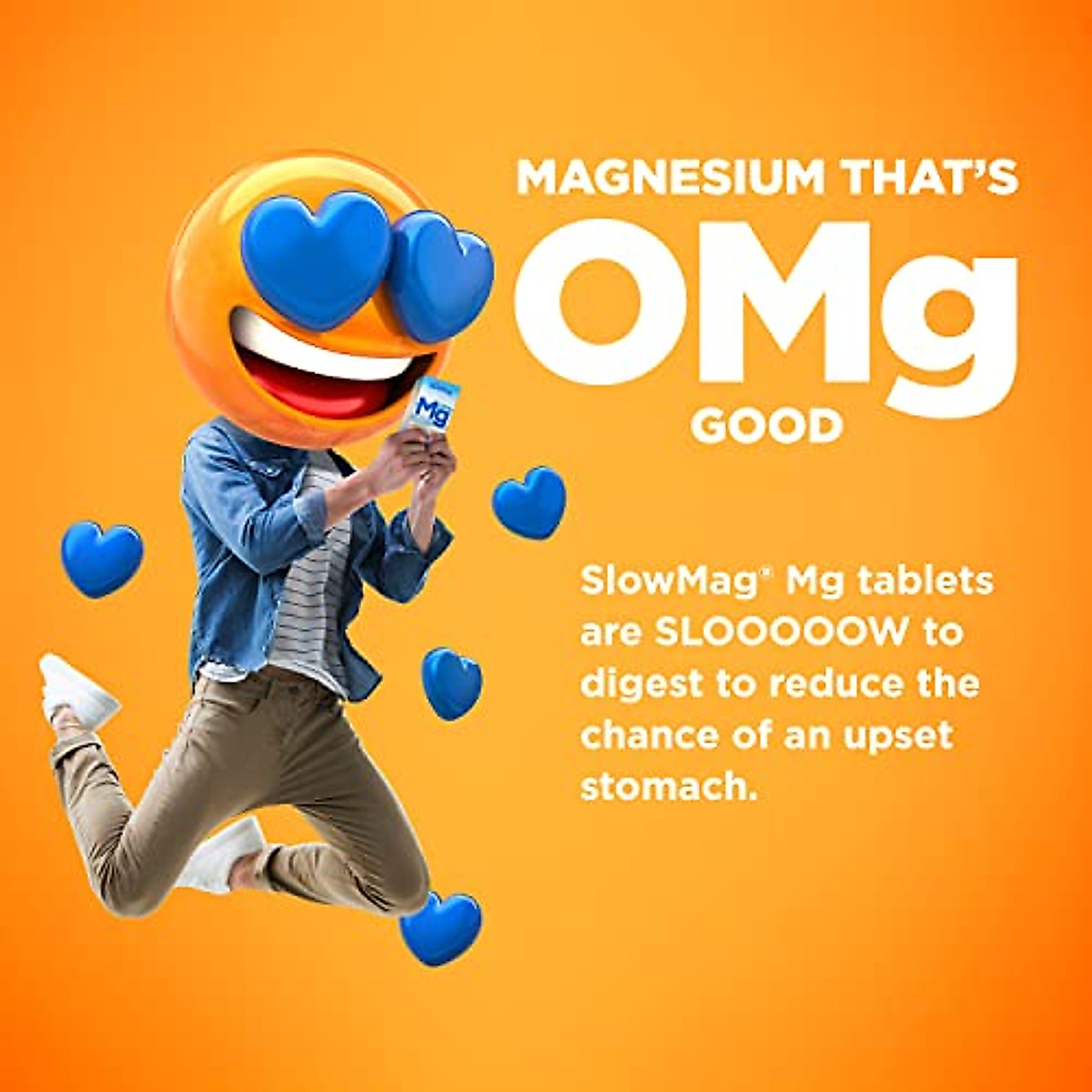 Slow-Mag Mg Muscle + Heart Magnesium Chloride with Calcium Supplement for Support of Heart, Muscles & Nervous System, 120 Count