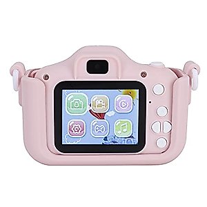 Zyyini Children's Camera Toys, 2.0inch IPS Screen Display Eye Protection Camera, 40MP Front Rear Dual Camera Cartoon Cat Photography Camera, One-Button Smart Focus, for Children Gifts(Pink)