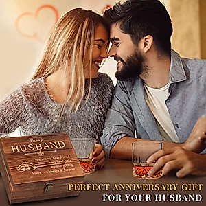 Anniversary Oaksea Gifts for Men Him Husband, Stainless Steel Engraved Whiskey Stones Glasses Set Gift, Gift for Birthday Wedding for Boyfriend Fiance, Cool Burbon Scotch Set Gifts