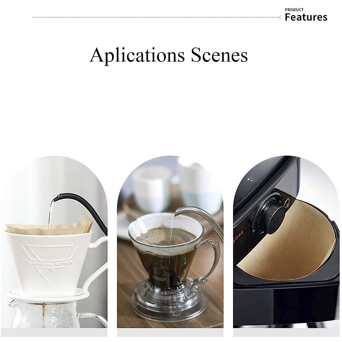 Coffee Filters #4,Unbleached Cone Coffee Filter 8-12 Cup,100 Count Disposable for Pour Over and Drip Coffee Maker