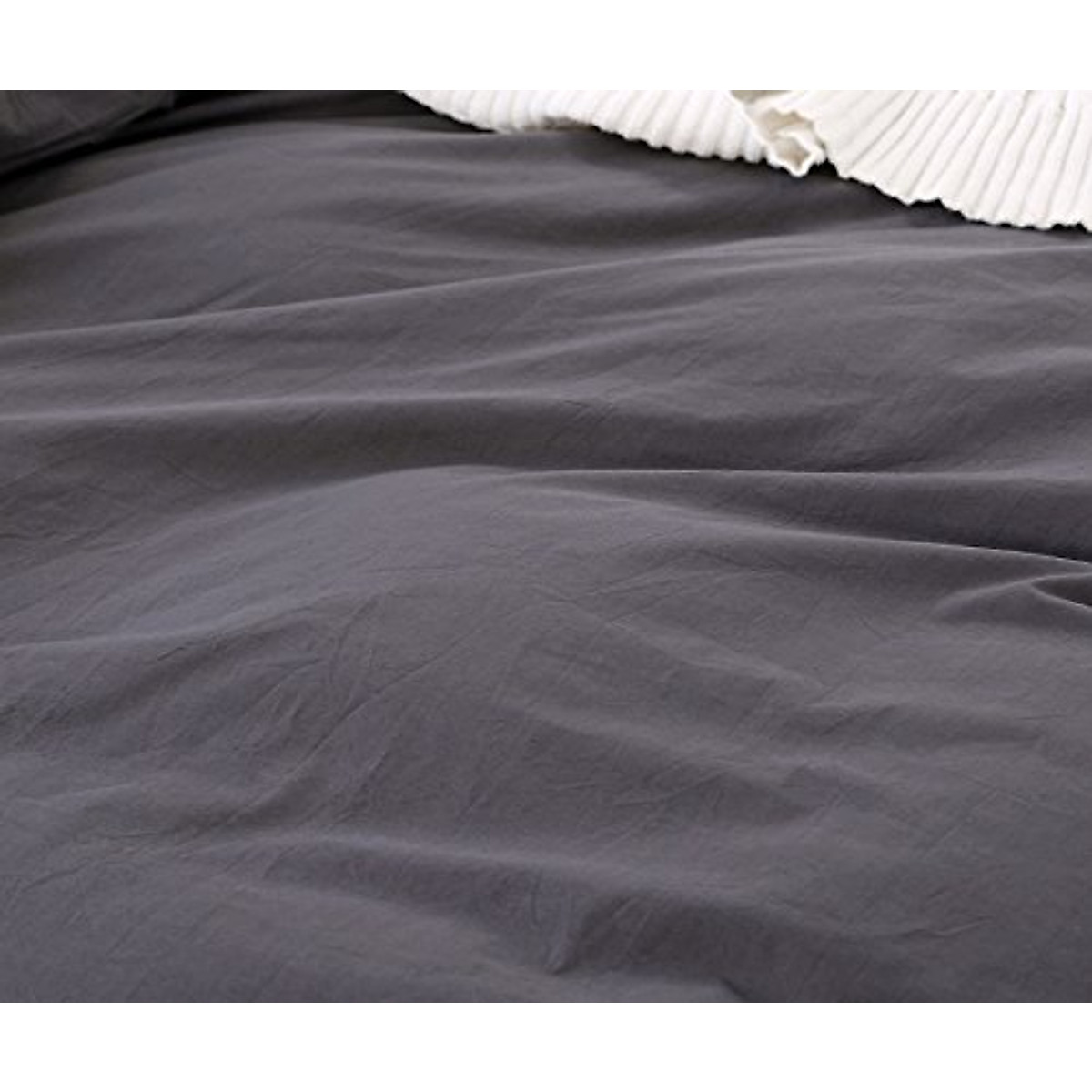 Colourful Snail 100-Percent Natural Washed Cotton Duvet Cover Set, Ultra Soft and Easy Care, Fade Resistant, Queen/Full, Dark Grey