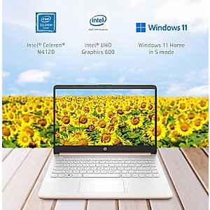 HP Newest 14in Schools and Business Laptop, Intel Quad-Core N4120 CPU, 8GB RAM, 64GB eMMC, 256GB Micro SD, 1-Y Office 365, Webcam, HDMI, WiFi, Win 11 S(Rose Gold), HP 14in