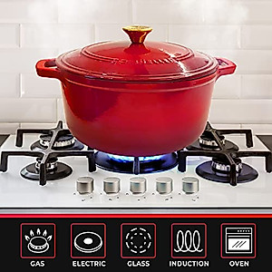 Mueller 6 Qt Enameled Cast Iron Dutch Oven, Heavy-Duty Casserole Dish and Braiser Pan with Lid and Stainless Knob, Safe for All Cooktops