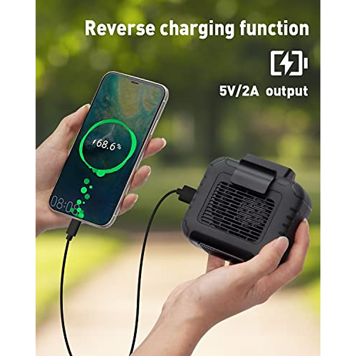 FRIZCOL Portable Waist Fan, 6000mAh Mini Fan with Clip, Up to 20 Hrs Working Time, Personal Belt Fan, Neck Fan Battery Operated Rechargeable, Body Fan for Outdoor Working (Gray)