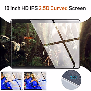 Tablet 10 Inch 2.5D Tempered Glass HD Display Dual SIM Card Slot Tablet ,Android 6.0,Quad Core Processor with Dual Camera /WiFi/Bluetooth/GPS (Black)