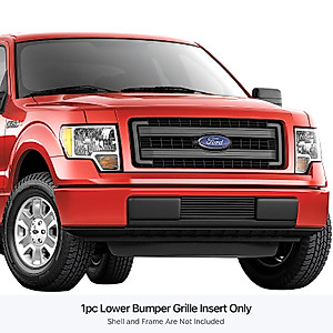 Off Roader eGrille Premium Stainless Steel Black 8x6 Horizontal Billet Grille Compatible with Ford F-150 2009-2014 Lower Bumper BGC-6F3210W