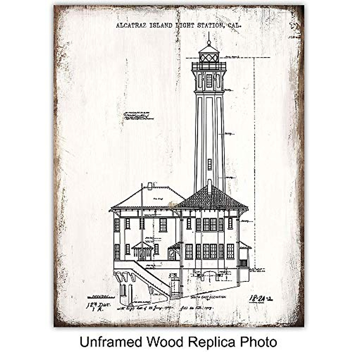 Historic Lighthouse Patent Print Wall Art - 8x10 Vintage Photograph Set for Beach Home, Living Room, Bedroom Decor - Unique Gift for Ocean, Sea Nautical Fans - Rustic Retro Shabby Chic Poster Photo