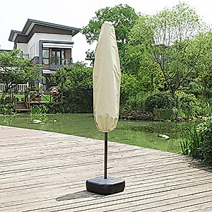 uHousDeco Patio Weatherproof Market Umbrella Cover with Zipper, Water Resistance, Outdoor Weatherproof, Beige Color
