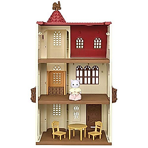 Calico Critters Red Roof Tower Home, 3 Story Dollhouse Playset with Figure, Furniture and Accessories
