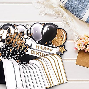 LINGTEER Happy 30th Birthday Black & Gold Paper Table Topper Centerpieces Set - 8 Pcs Cake Star Balloon Thirty Years Old Birthday 30th Bday Party Gift Decorations Sign.