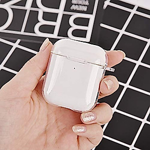 AIRSPO Airpods Case Cover, Clear Soft TPU Protective Cover Compatible with Apple AirPods 1/2 Wireless Charging Case with Keychain (Clear)