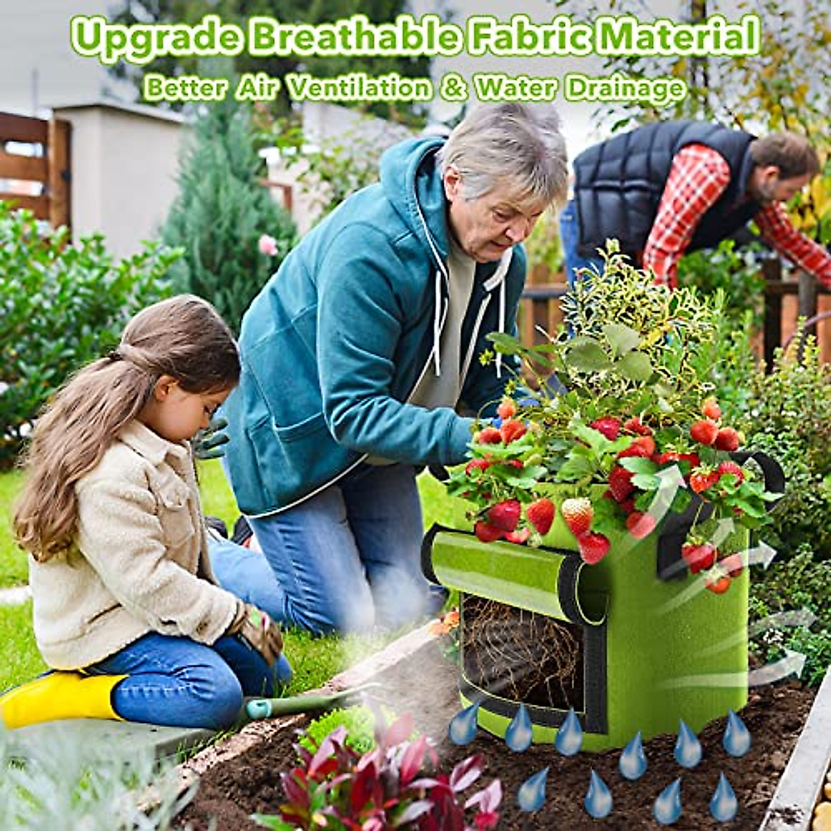 RVZHI 5 Packs 10 Gallon Potato Growing Bags, 400G Heavy Duty Fabric Potato Grow Bags with Flap, Garden Plant Grow Bags for Growing Tomato,Vegetable and Fruits with 10Pcs Plant Labels