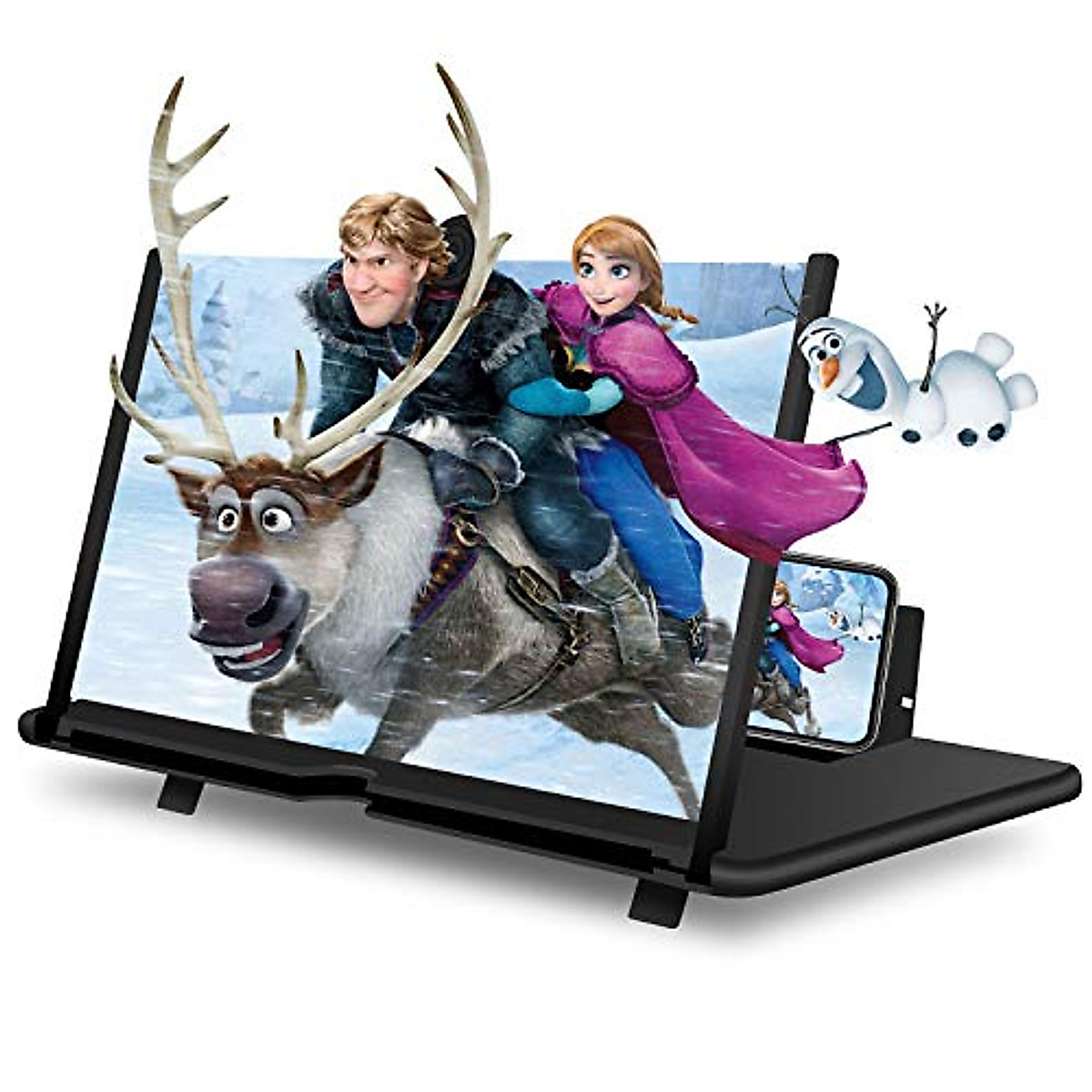 Screen Magnifier for Cell Phone, 14" 3D HD Mobile Phone Screen Amplifier with Folding Stand Holder, Magnifying Projector Screen Enlarger for Movies, Videos, Gaming - 3X Magnification Anti-Reflective