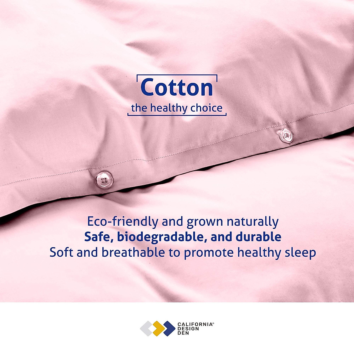 California Design Den King Size Duvet Cover Set, 400 Thread Count 100% Cotton Sateen, Soft Luxury Sateen Weave Comforter Cover and Two Pillow Shams, Button Closure and Corner Ties (Pink, King)