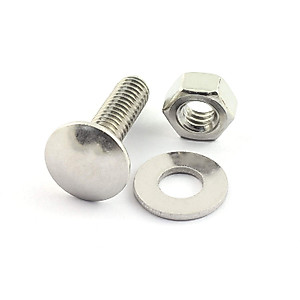 Pro Bamboo Kitchen 10 Sets 304 Stainless Steel Carriage Bolt 5/16"-18x1-1/4" with 5/16"-18 Hex Nut and Washer 5/16"