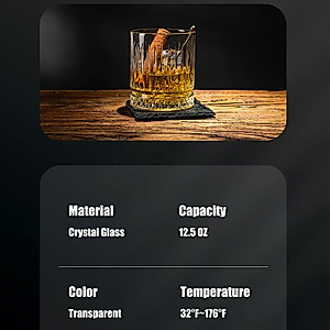 M-bay 12.5oz Vertical Stripes Whiskey Glasses Set of 4, Thick Bottom Cocktail Glasses with Luxury Box, Crystal Rock Glasses for Bourbon, Cognac, Vodka, Tequila, Scotch