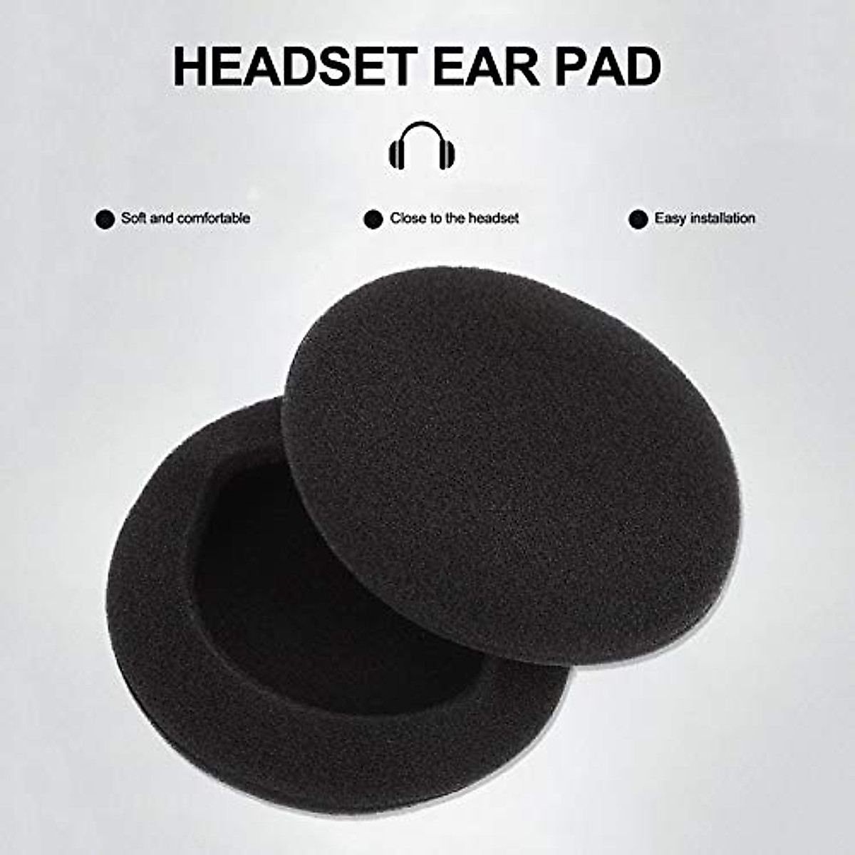 OSALADI 20pcs Earphone Ear Pads Memory Foam Earpads Sponge Cushion Covers Replacement Universal Fit for Headphone Headset Earbuds 55mm Black