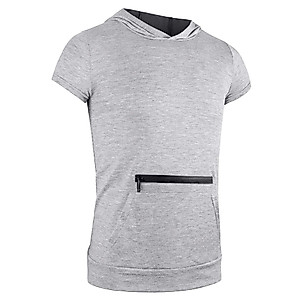 Poriff Mens Workout Running Shirts Sleevles Hoodies Plain Workout Tank Tops Grey S