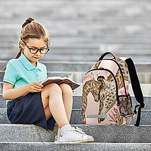 Vozoza Giraffes Animal Backpack for Girls Kids Boys School Bookbags,Student Laptop Backpack Carrying Bag Casual Lightweight Travel Sports Day Packs