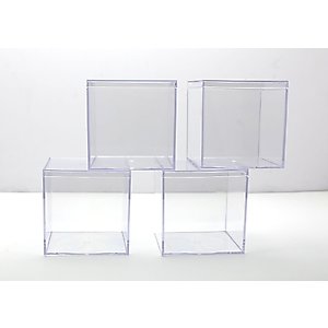 Clear Plastic Box - 4" Square X 4" Tall - 25 Boxes Per Pack