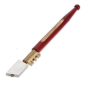 SENRISE Glass Cutting Tool, Diamond Glass Cutter Heavy Duty Diamond Tip Glass Cutter for Cutting Glass Up to 8MM Thickness - Brass Snapper - Hardwood Handle