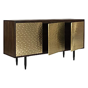Safavieh Couture Home Eleni Modern Dark Brown and Shiny Brass 3-door Sideboard