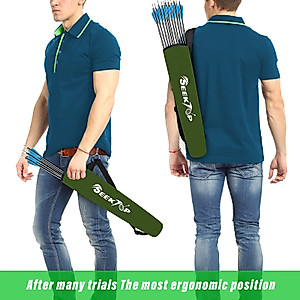 Seektop Archery Gloves Adjustable Archery Back Arrow Quiver Holder for Youth Adults (L+Green)