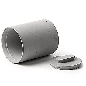 BENTU Hui Grey Concrete Bathroom Accessories, Modern Cement Qtip Dispenser Holder Organizer & Storage Canister, Apothecary Jar with Lid for Cotton Swab, Ball, Round Pads, floss
