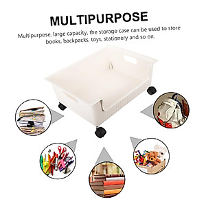 LIFKOME Storage Box with Pulleys Plastic Storage Containers for Clothes Kids Storage Organizer Bins Office Storage Boxes Under Desk Cart Mobile Bookshelf Desk Book Shelves Wheel