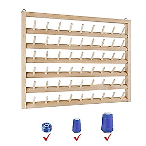54-Spool Thread Rack, Wall-Mounted Thread Holder, Pine Thread Holder Organizer for Sewing, Embroidery, Jewelry