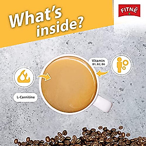 FITNE Instant 3 In 1 Coffee Packets Mix With L-Carnitine For Workout Exercise Vitamin B1 B2 B6 Smooth Blend No Sugar Sucralose Sweetener, 10 Sticks