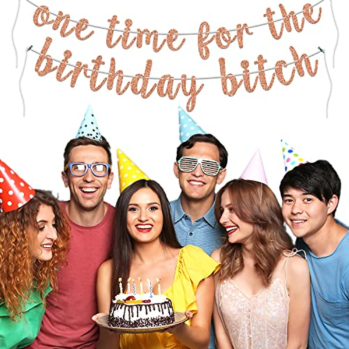 Rose Gold Glitter One Time for The Birthday Bitch Banner, Death to My Youth/Cheers to 20/21/30/31/40 Years Party Sign, Funny 30th/40th Birthday Party Decorations for Girls/Women