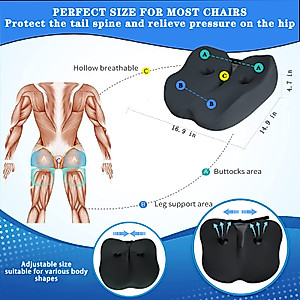 Seat Cushion, Office Chair Cushions, Car Seat Cushion, Non-Slip Memory Foam Seat Cushion，for Computer Desk, Esports Chair，Wheelchair, Driving (Black)